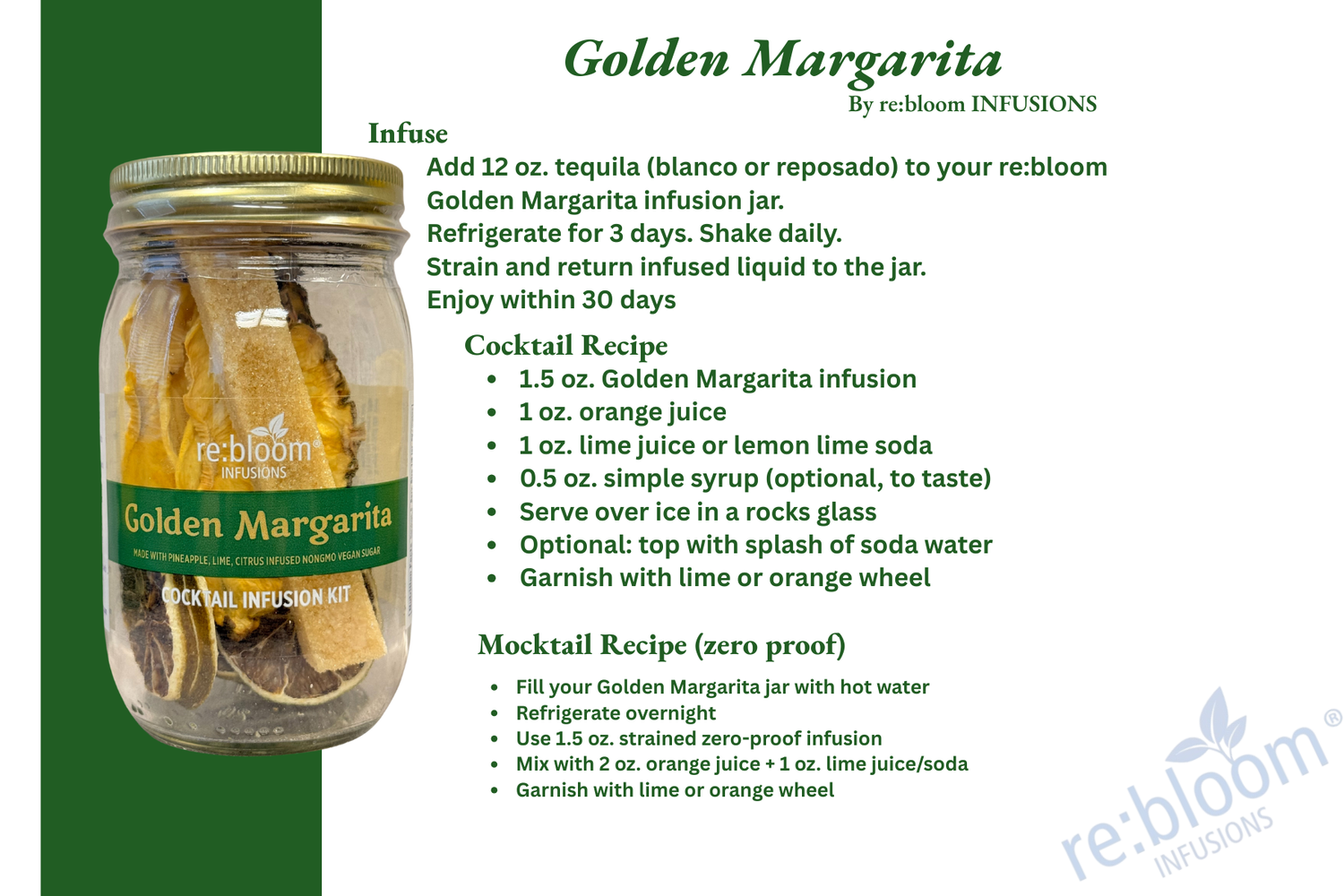 Golden Margarita Recipe for Cocktail or Mocktail Infusion Kit – re ...